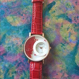 Accessories | Red Crystal Floating Wrist Watch | Poshmark